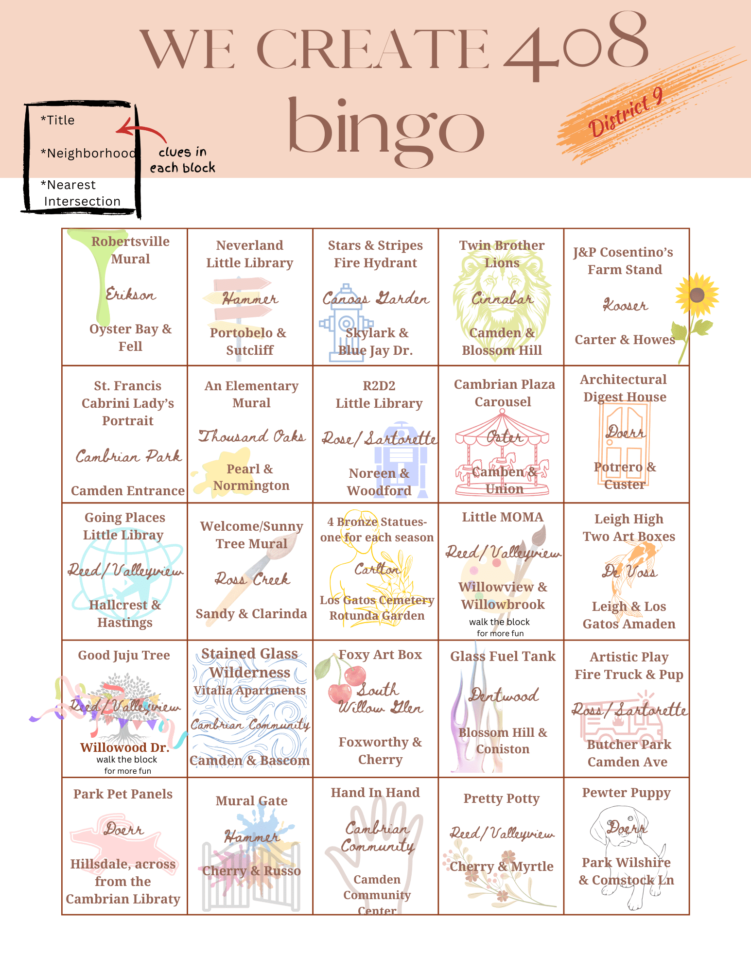 Art BINGO - San Jose CA District 9 - Karen Adamski | Shamamama